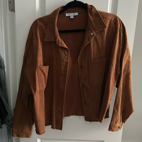 She + Sky | Jackets & Coats | She Sky Burnt Orange Cropped Shacket ...